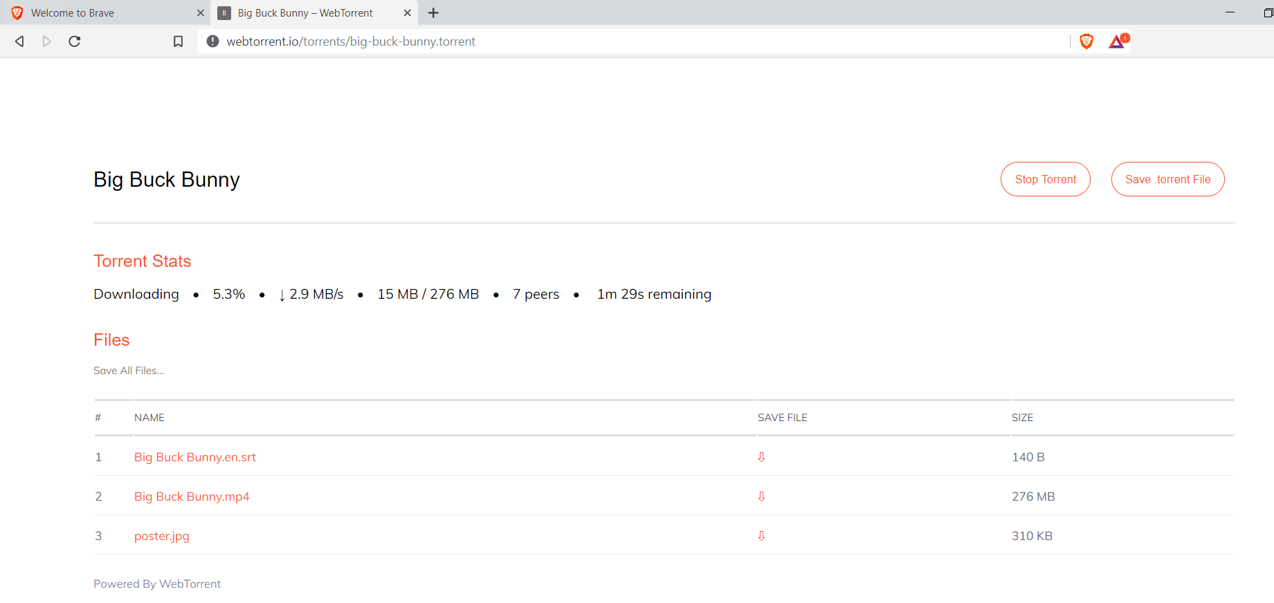 WebTorrent: Torrents stats layout issues · Issue #5353 · brave/brave-browser · GitHub