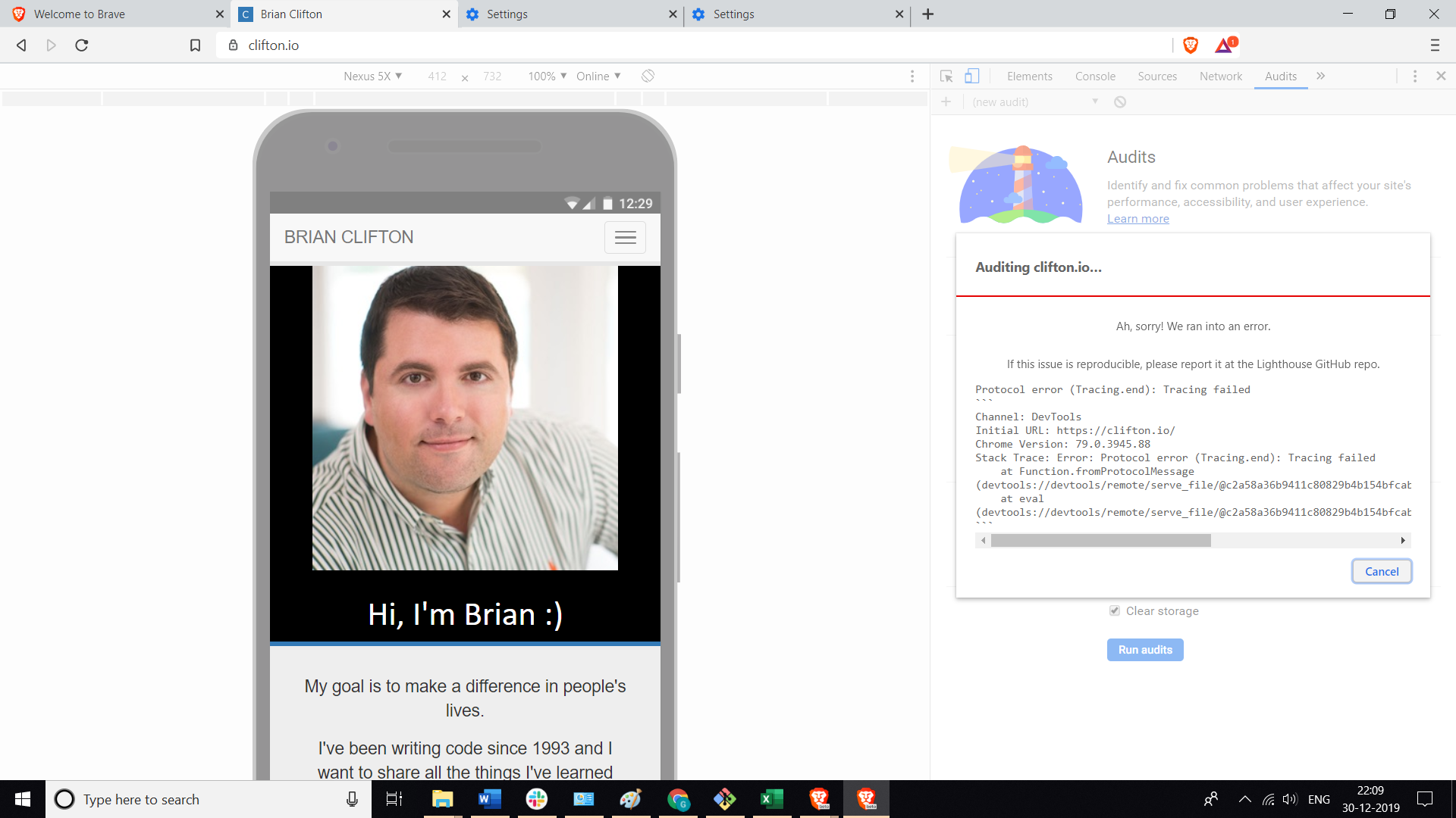 Audit feature of developer tools fails on brave.com · Issue #7534 ...