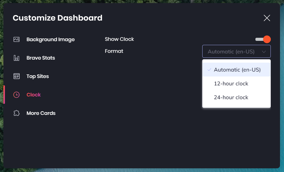 [Desktop] optimize Clock drop down on Customize Dashboard settings for ...