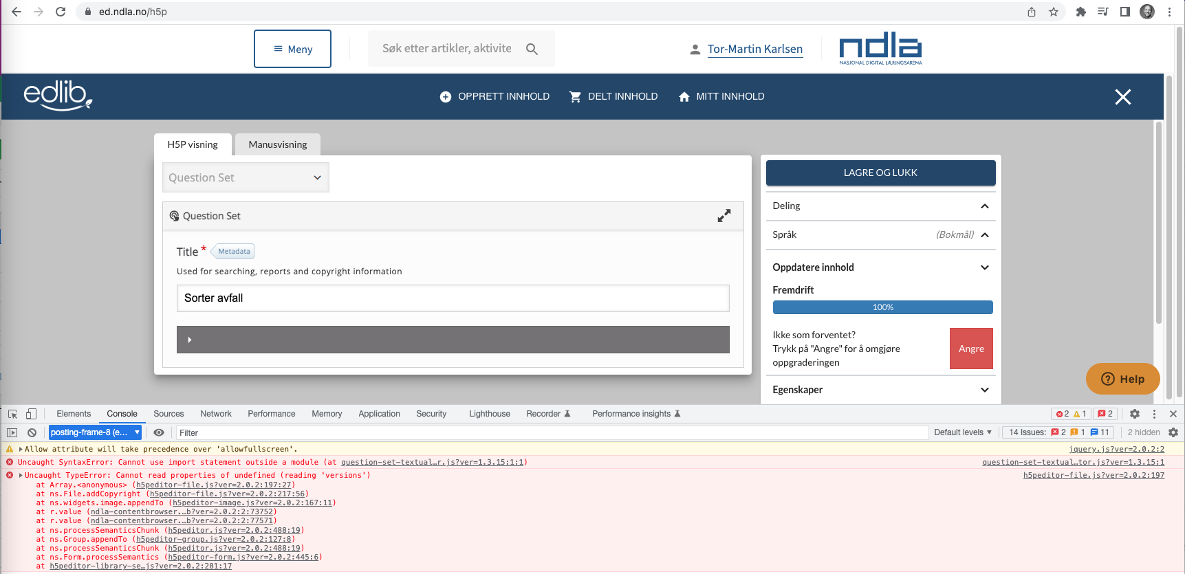 H5P resource breaks during update · Issue #1647 · cerpus/Edlib · GitHub