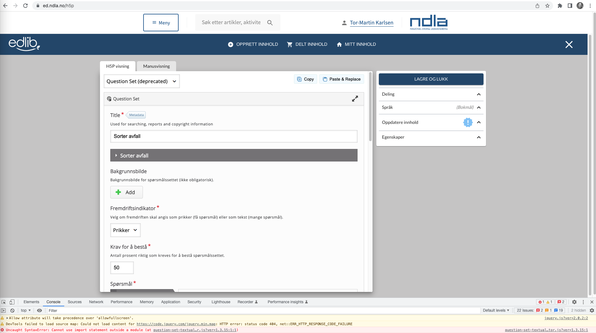 H5P resource breaks during update · Issue #1647 · cerpus/Edlib · GitHub