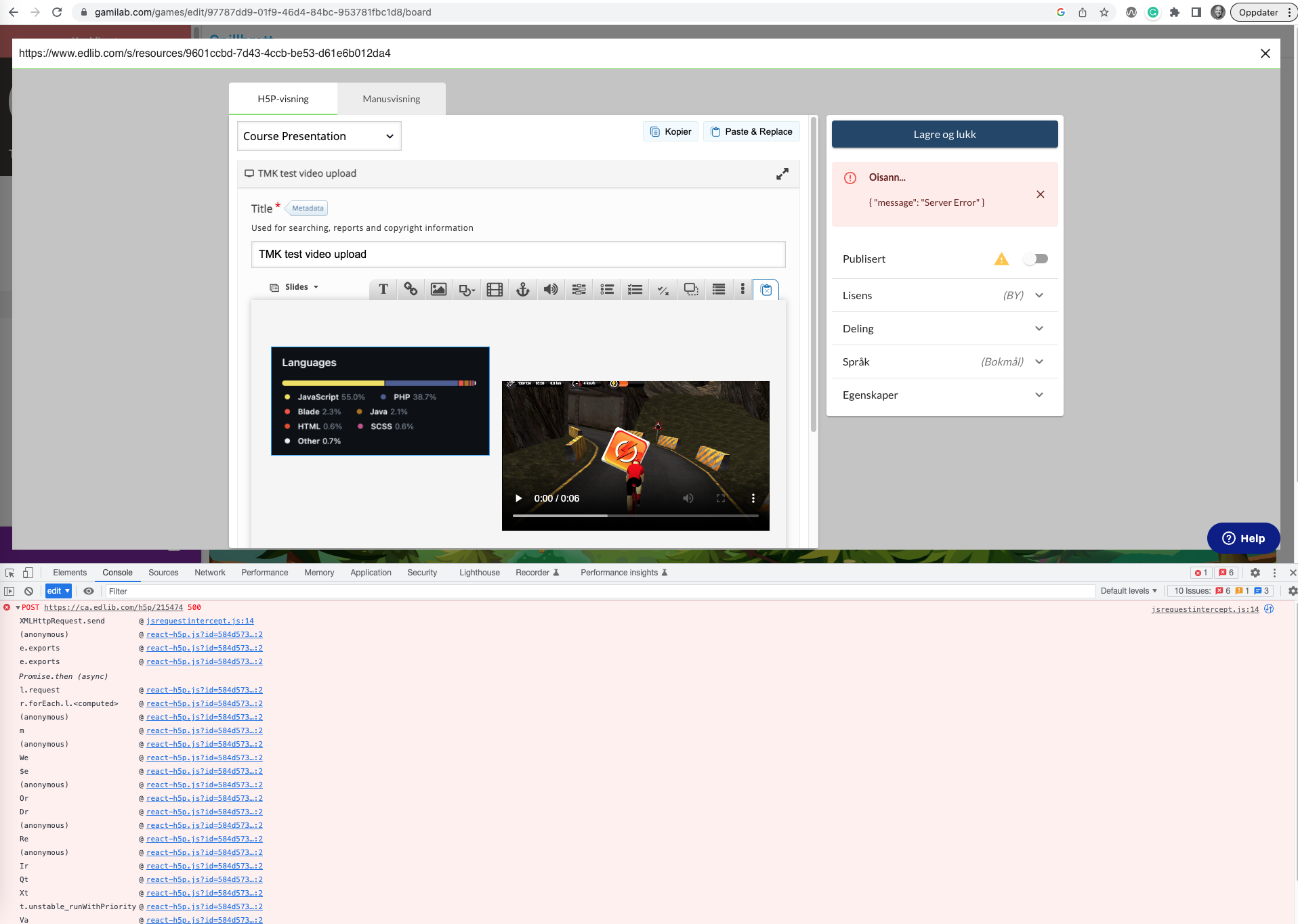 Server error when saving H5P with uploaded video · Issue #2240 · cerpus/Edlib · GitHub