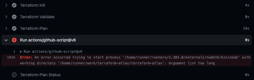 Terraform Plan Argument List Too Long Tf Cloud · Issue 367 · Actions Github Script · Github