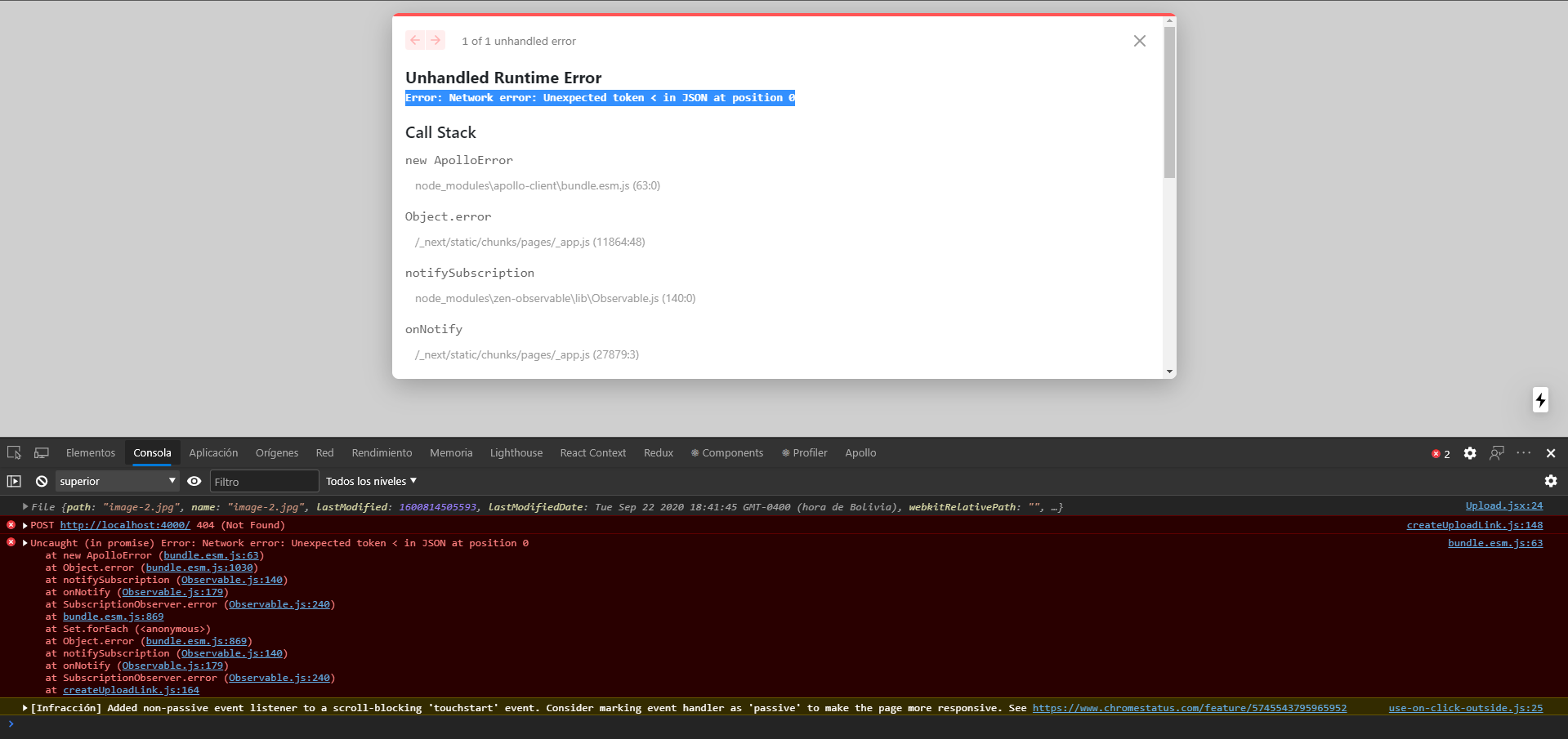 Error Network Error Unexpected Token