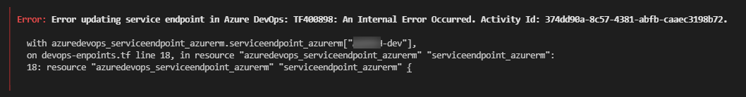Error updating service endpoint in Azure DevOps: TF400898 · Issue #427 · microsoft/terraform ...
