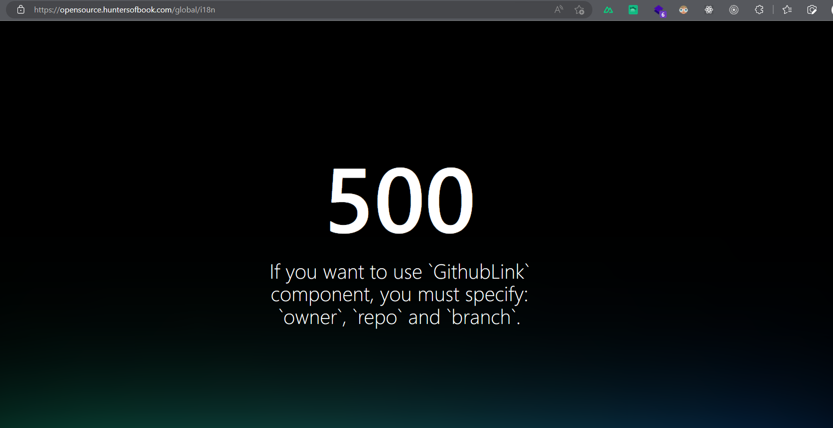 If You Want To Use `githublink` Component You Must Specify `owner` `repo` And `branch
