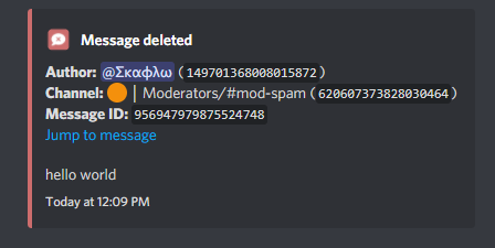 Add post time of the original message to the message deletion log embed ...