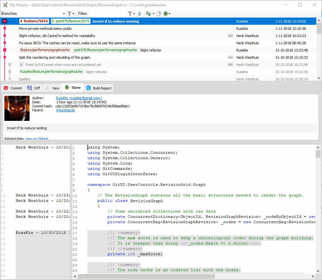 Revisions panel empties after double click in blame view · Issue #5678 · gitextensions ...