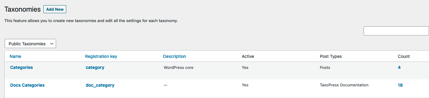 Change Taxonomies "Count" link to go to "Terms" screen · Issue #1366 ...