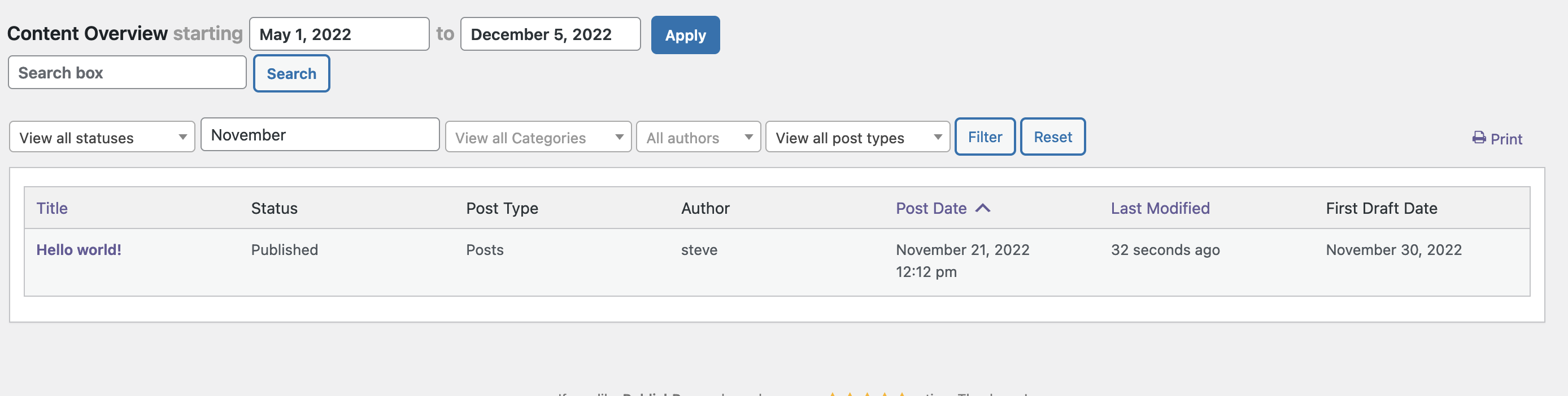 Date filter on Content Overview · Issue #1192 · publishpress/publishpress-planner · GitHub