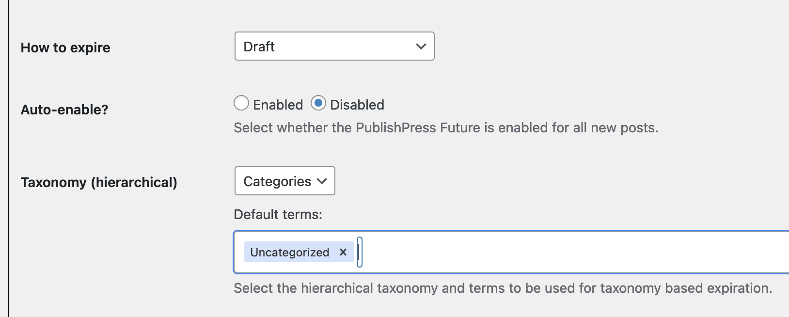 Only Show Taxonomy Hierarchical If A Taxonomy Option Is Selected