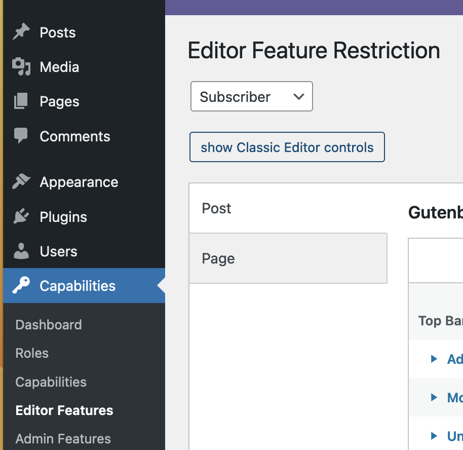 Remove Show Classic Editor Controls on Editor Features screen · Issue ...