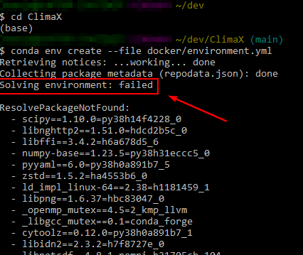 Conflicts on conda installation · Issue #2 · microsoft/ClimaX · GitHub
