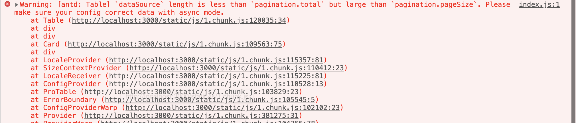 Table组件pageSize由大到小选择后报`dataSource` length is less than `pagination.total` but large than ...