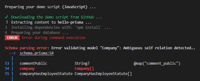 Prisma lift error: ambiguous self-relation detected · Issue #488 · prisma/prisma · GitHub