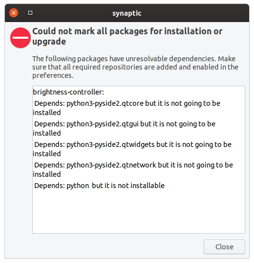 Unmet Dependencies Brightness Controller Depends Python But It Is Not Installable · Issue