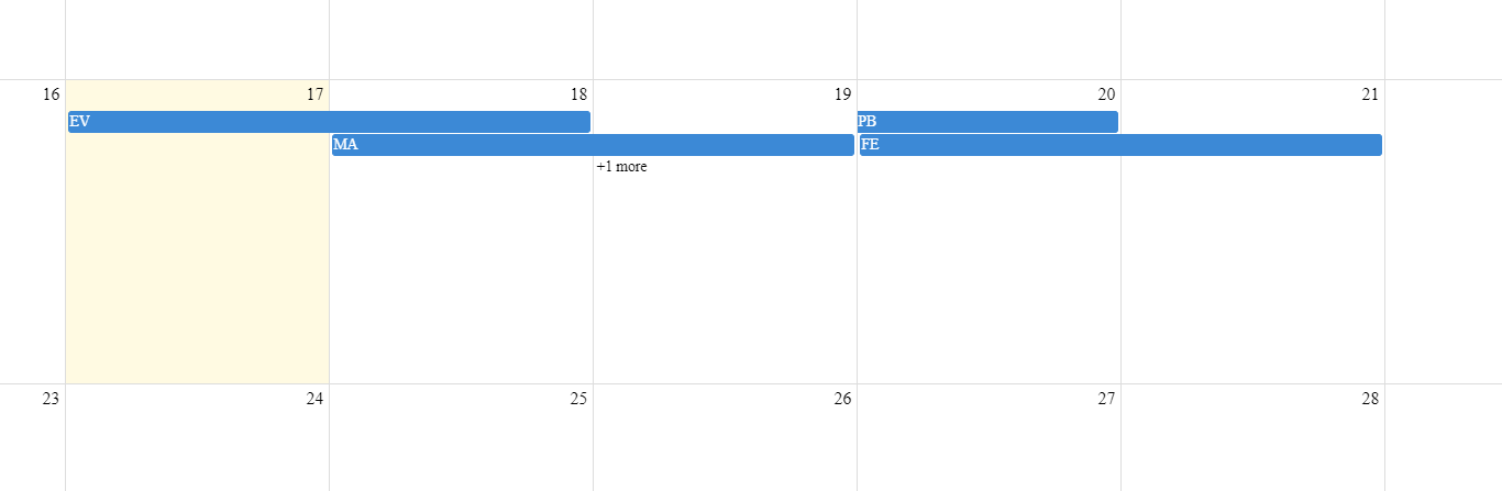 Multi-day event is partially visible when hidden by dayMaxEvents with eventOrderStrict · Issue ...