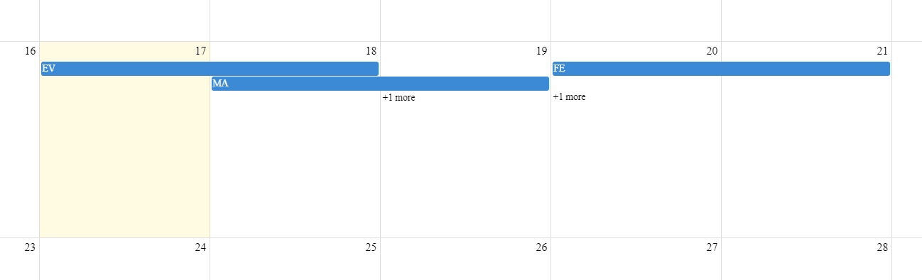Multi-day event is partially visible when hidden by dayMaxEvents with eventOrderStrict · Issue ...