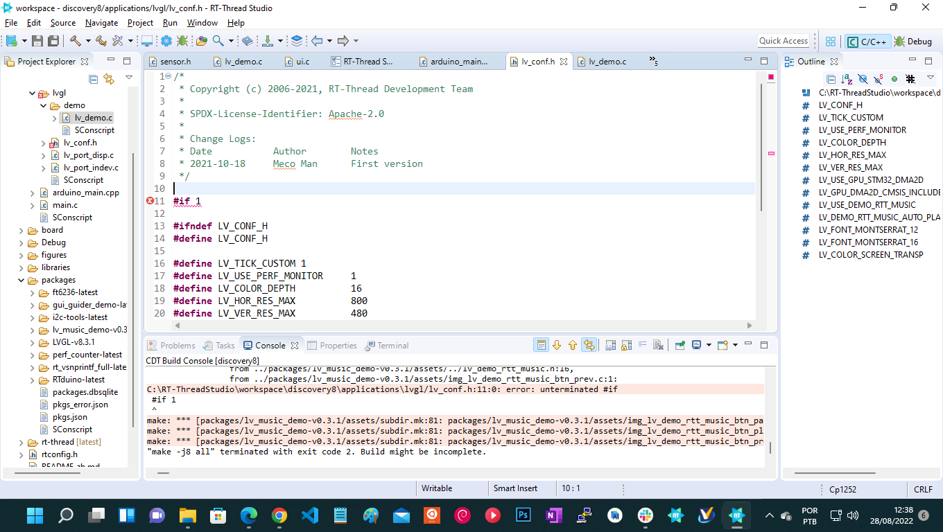 Lvconfh110 Error Unterminated If Enable Arduino In Lvgl Issue In Tutorial · Issue 6339