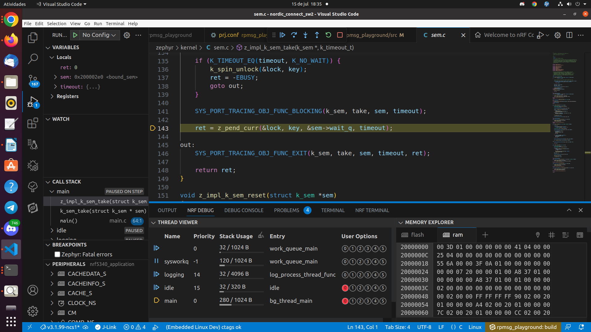 openAMP/RPMsg app in thingy53 with issue in k_sem_take/K_SEM_DEFINE blocking the project · Issue ...