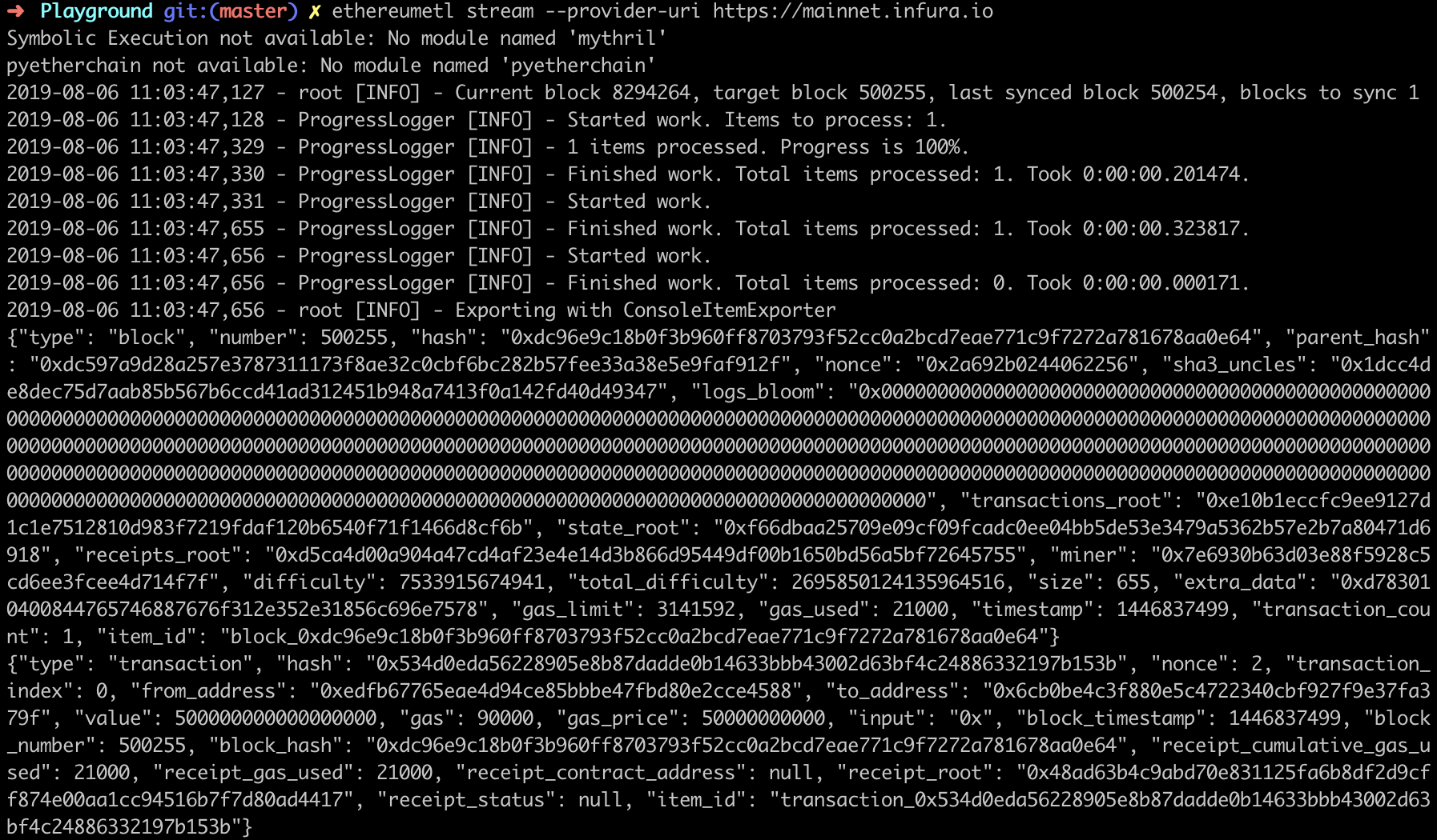 Cant Use Start Block Option When I Try To Stream · Issue 186 · Blockchain Etlethereum Etl