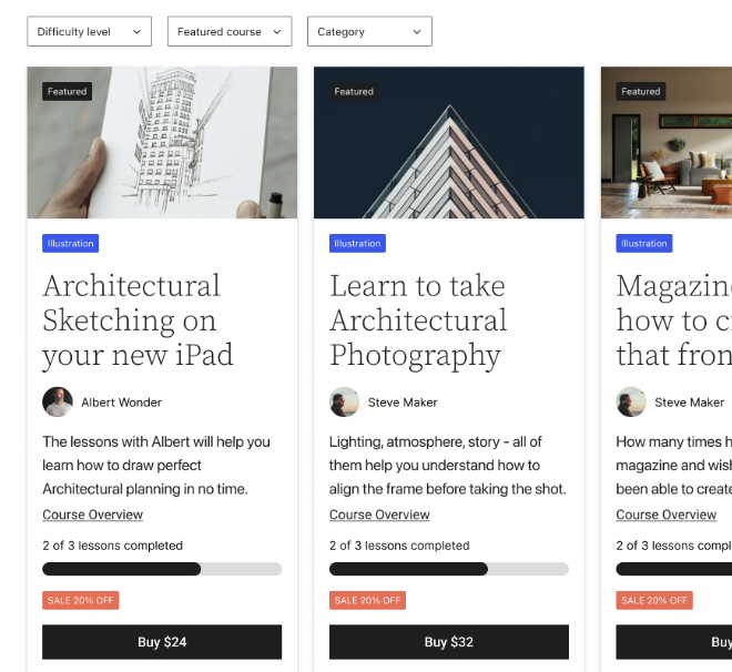 Adjust the course list filter alignment and style · Issue #5684 · Automattic/sensei · GitHub