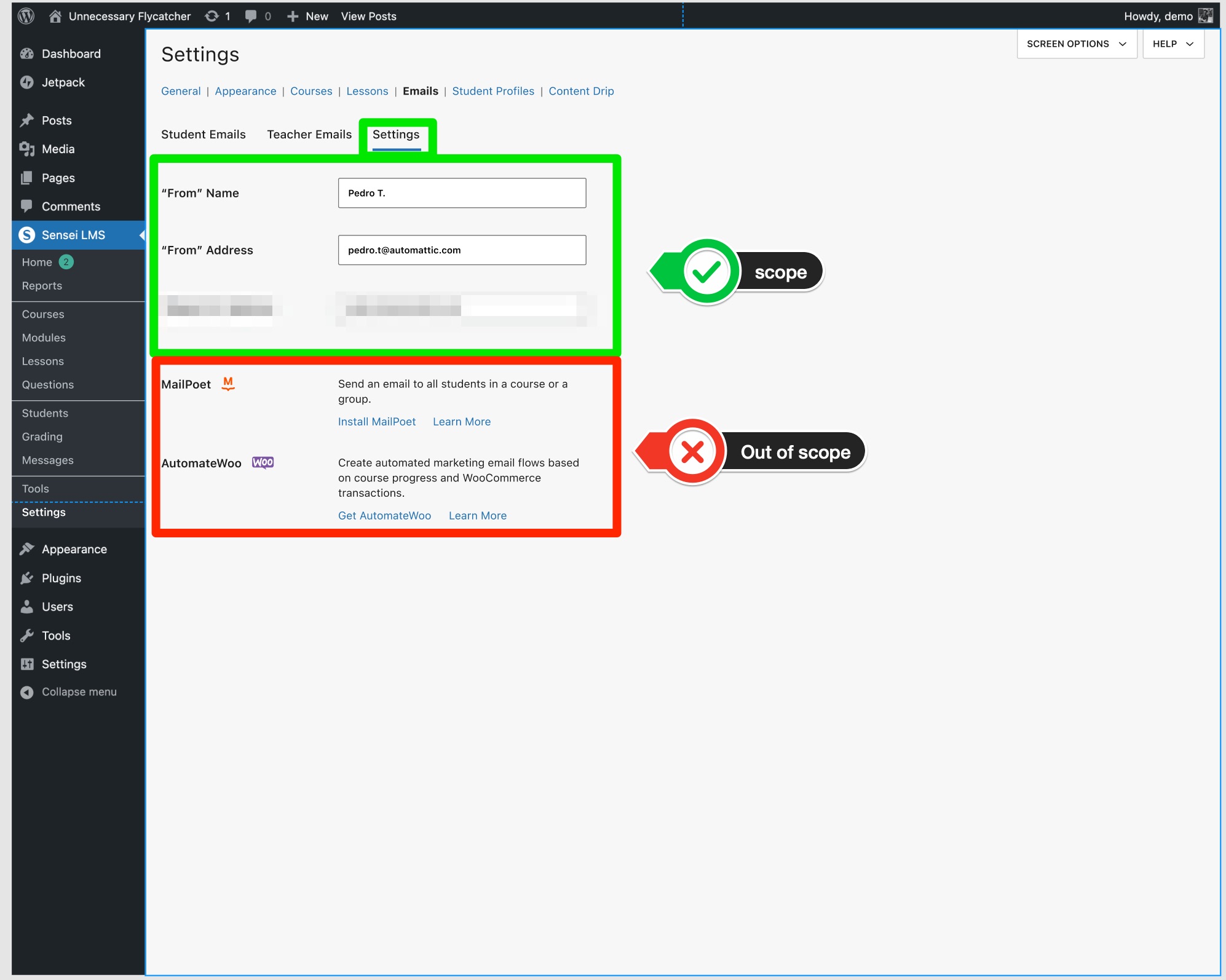 Enable to edit the email configurations · Issue #6447 · Automattic/sensei · GitHub