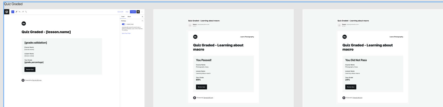 Send the student `Quiz Graded` using the new template · Issue #6474 · Automattic/sensei · GitHub