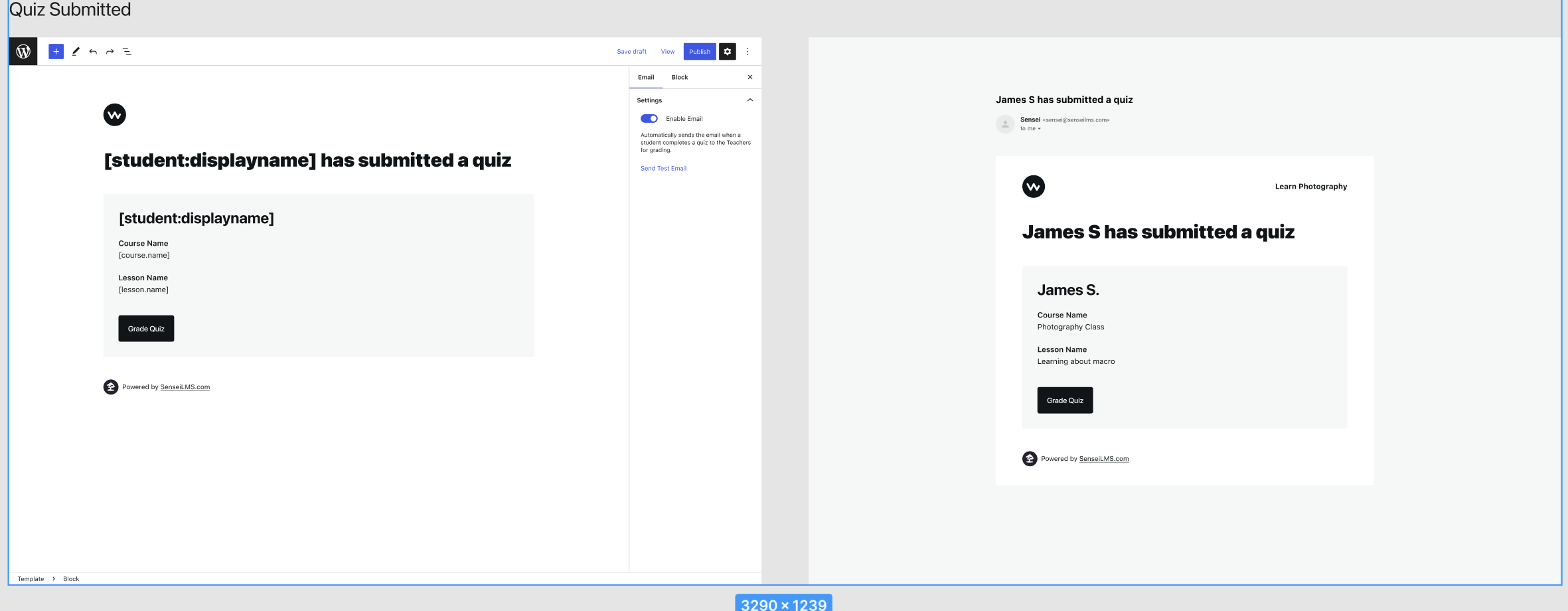 Send the teacher `Student submits quiz` e-mail using the new template · Issue #6481 · Automattic ...