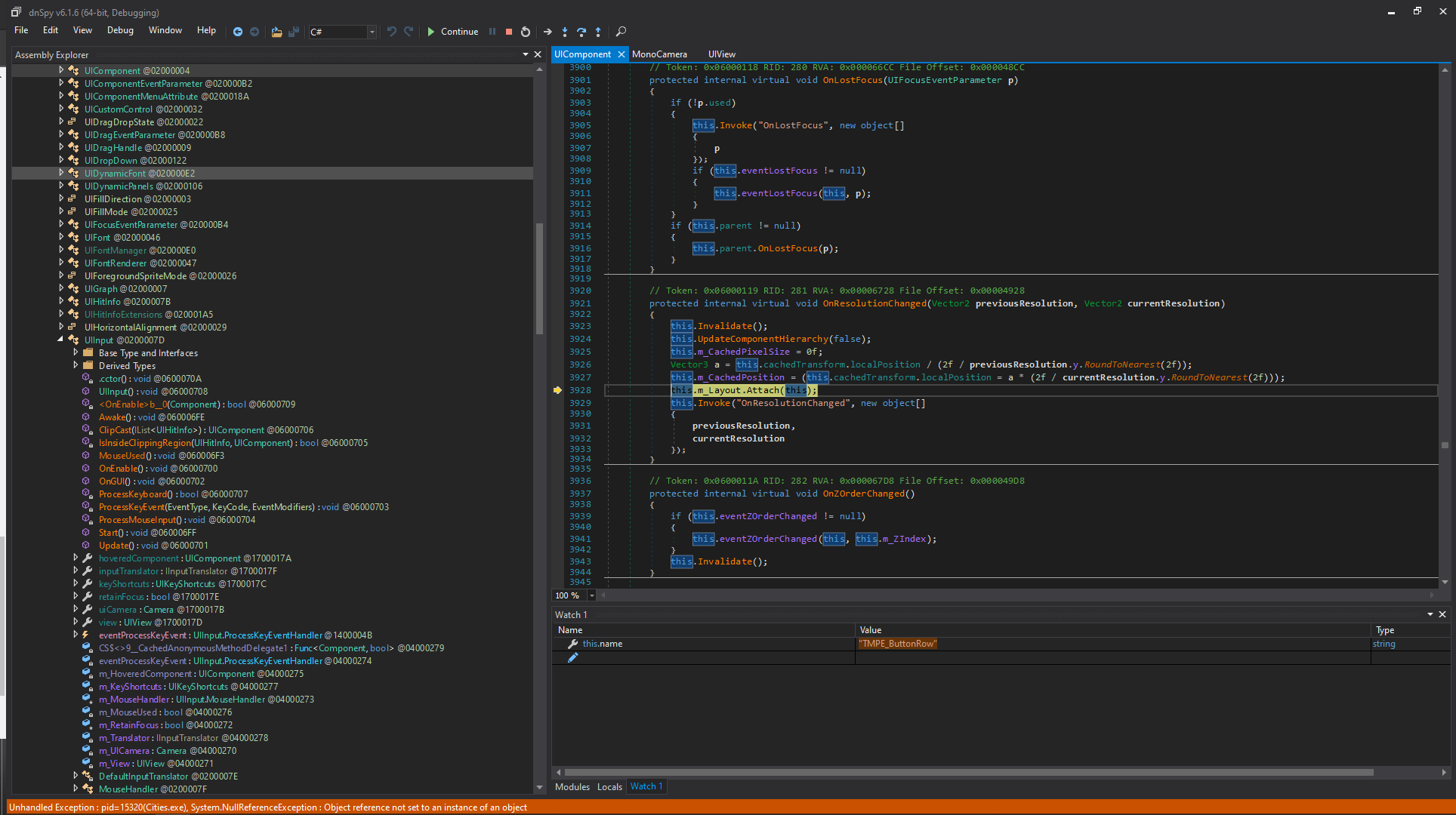 OnResolutionChanged throws null refrence exception when using First-person Auto-Walking mod ...