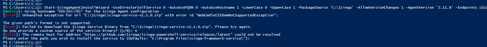 Cmdlet "Start-IcingaAgentInstallWizard" - Installation of the framework service doesn't work ...