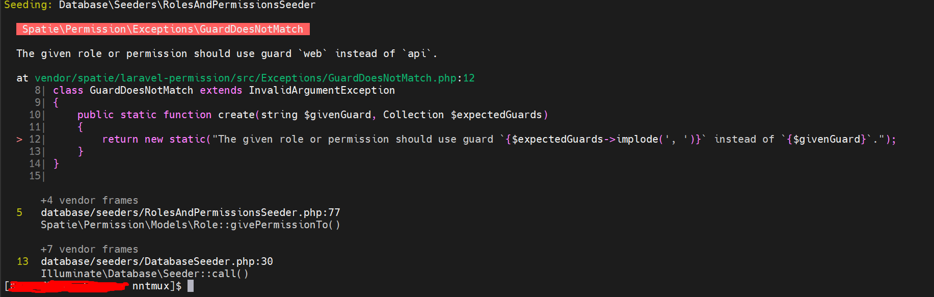 The given role or permission should use guard `web` instead of `api`. · Issue #1218 · NNTmux ...
