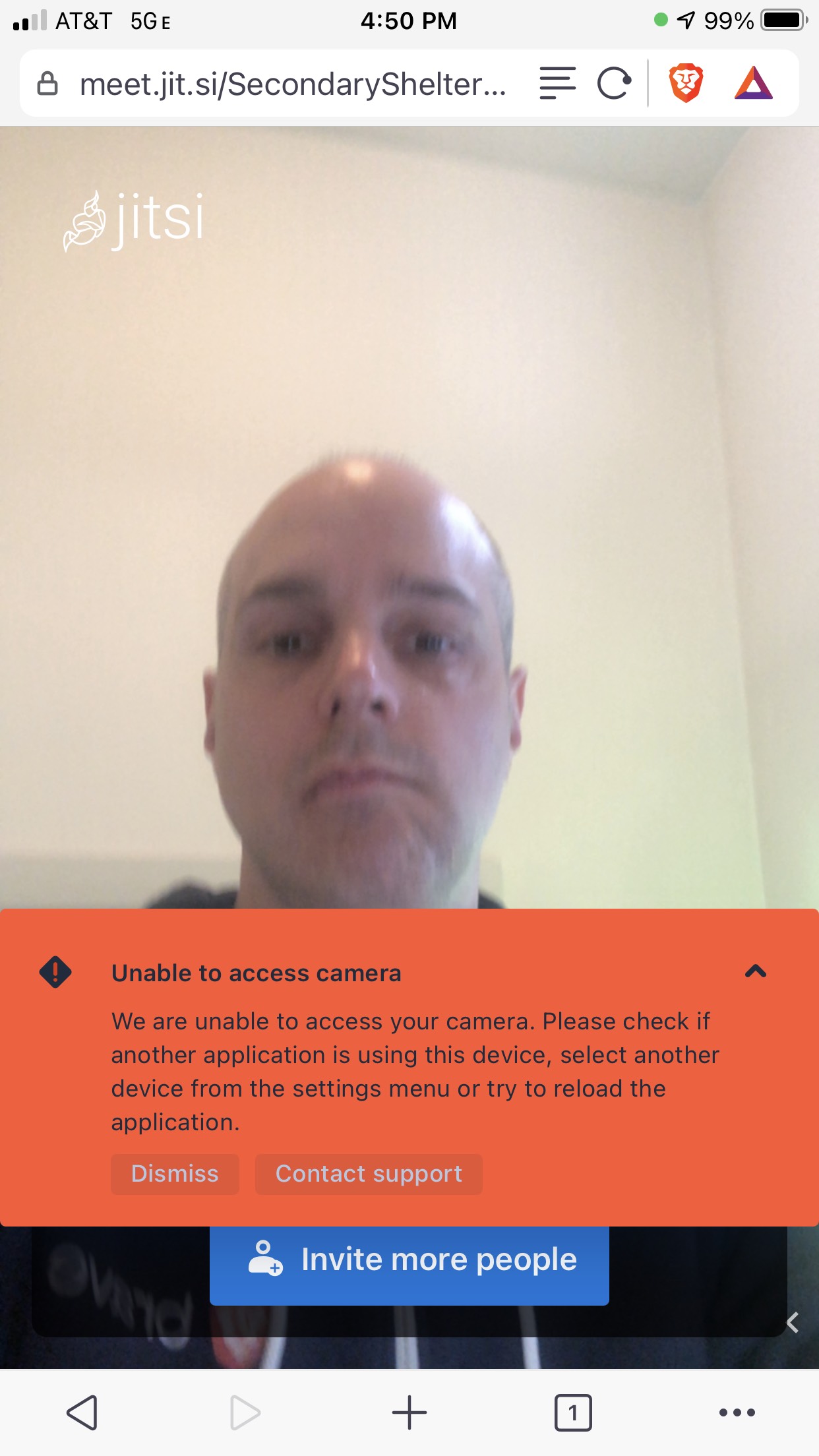 Erroneous Unable To Access Camera Message Persists After Switching Away And Then Back To
