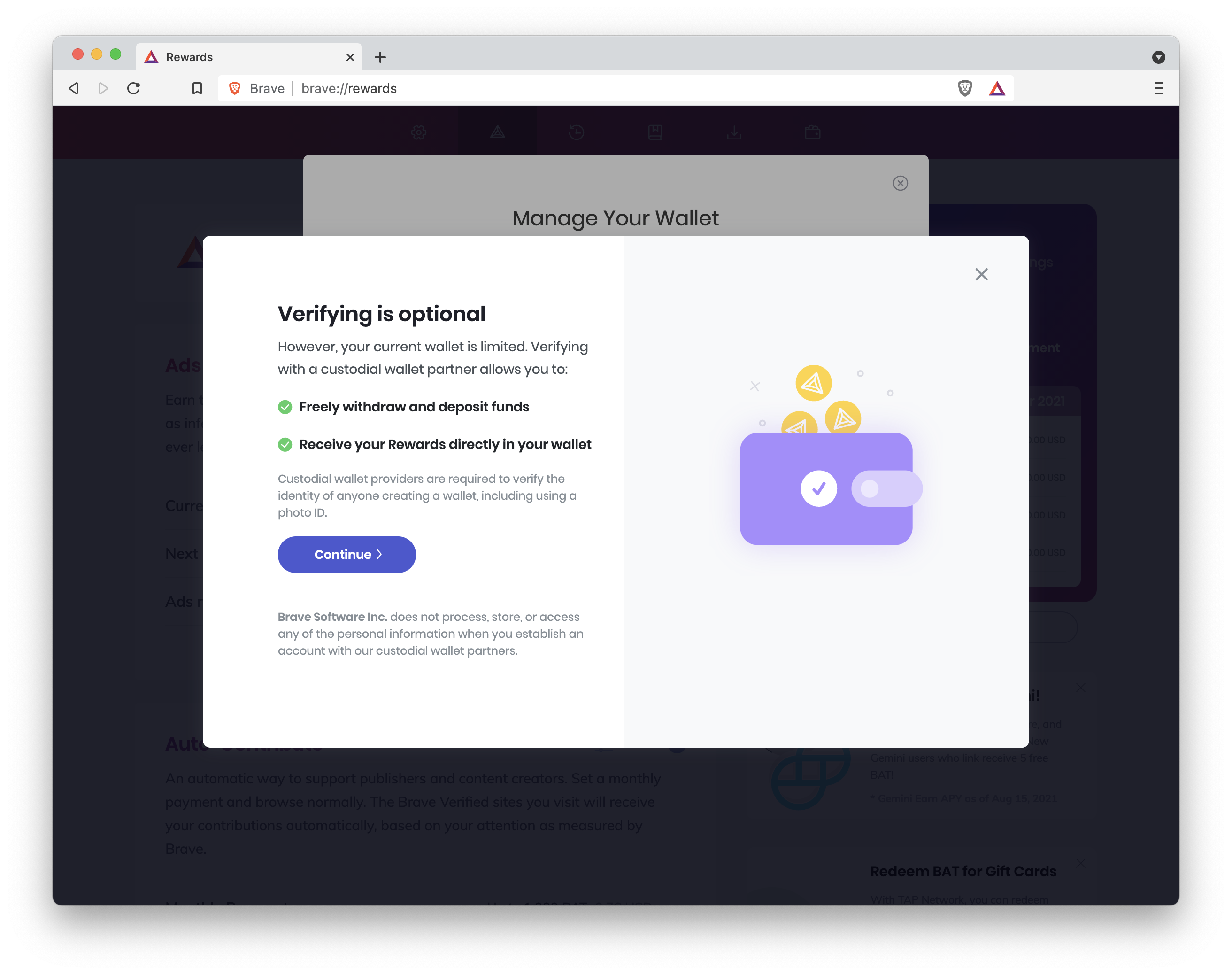 Make Backup Language In Manage Your Wallet Section More Custodian Neutral · Issue 18014 · Brave 