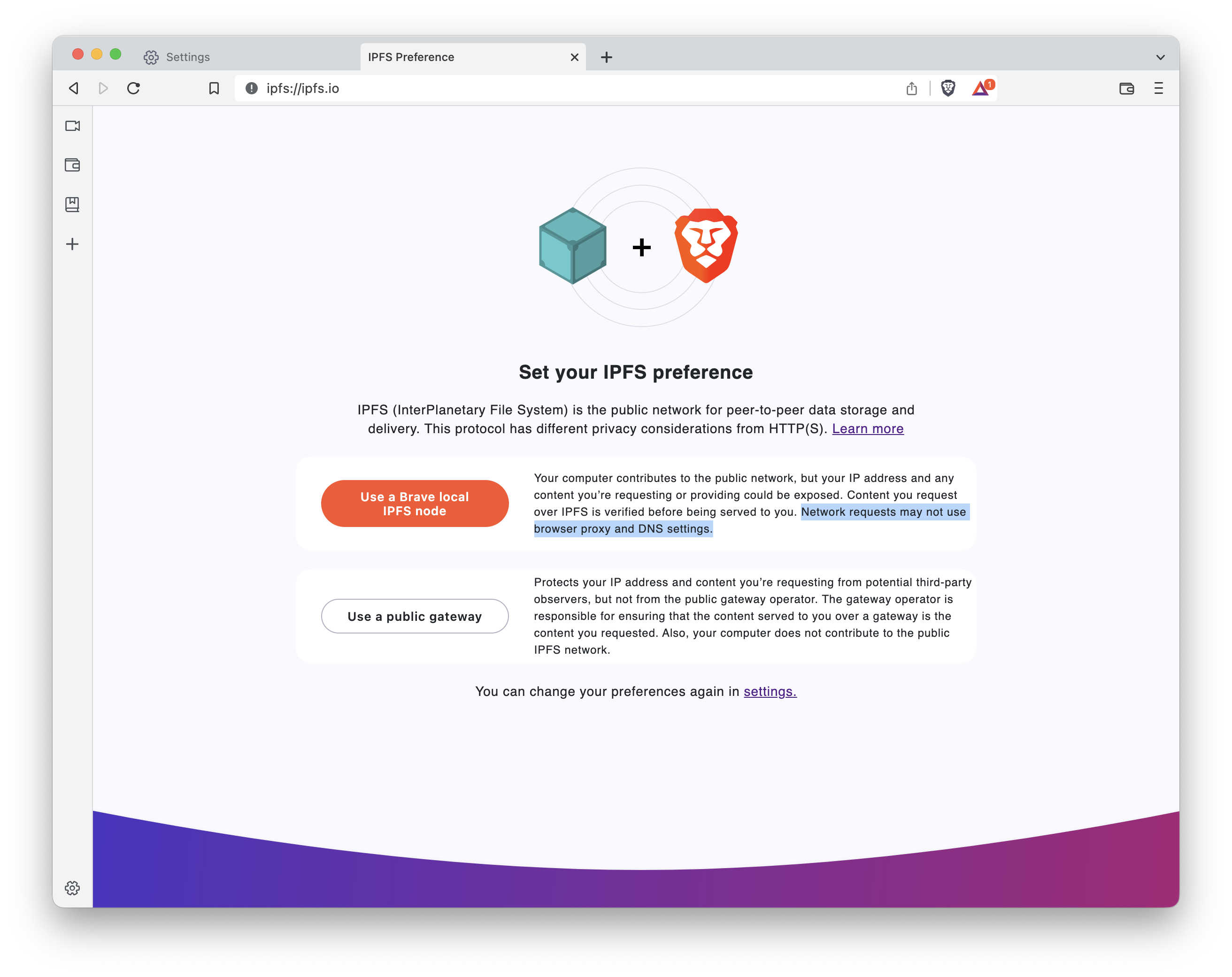 [hackerone] Add warning that local ipfs node will bypass browser proxy · Issue #23570 · brave ...