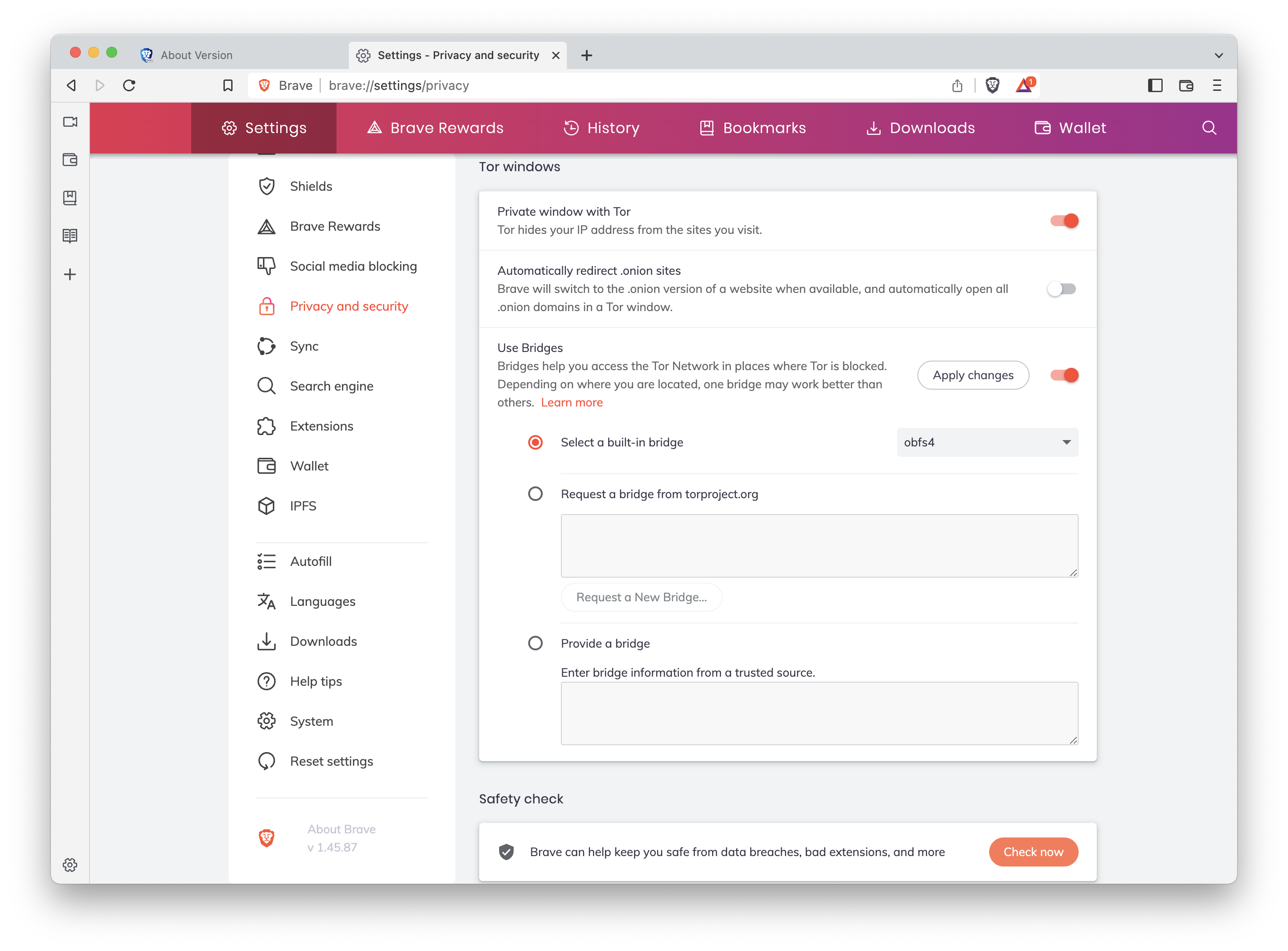 `Request a New Bridge...` button should be disabled until its radio ...