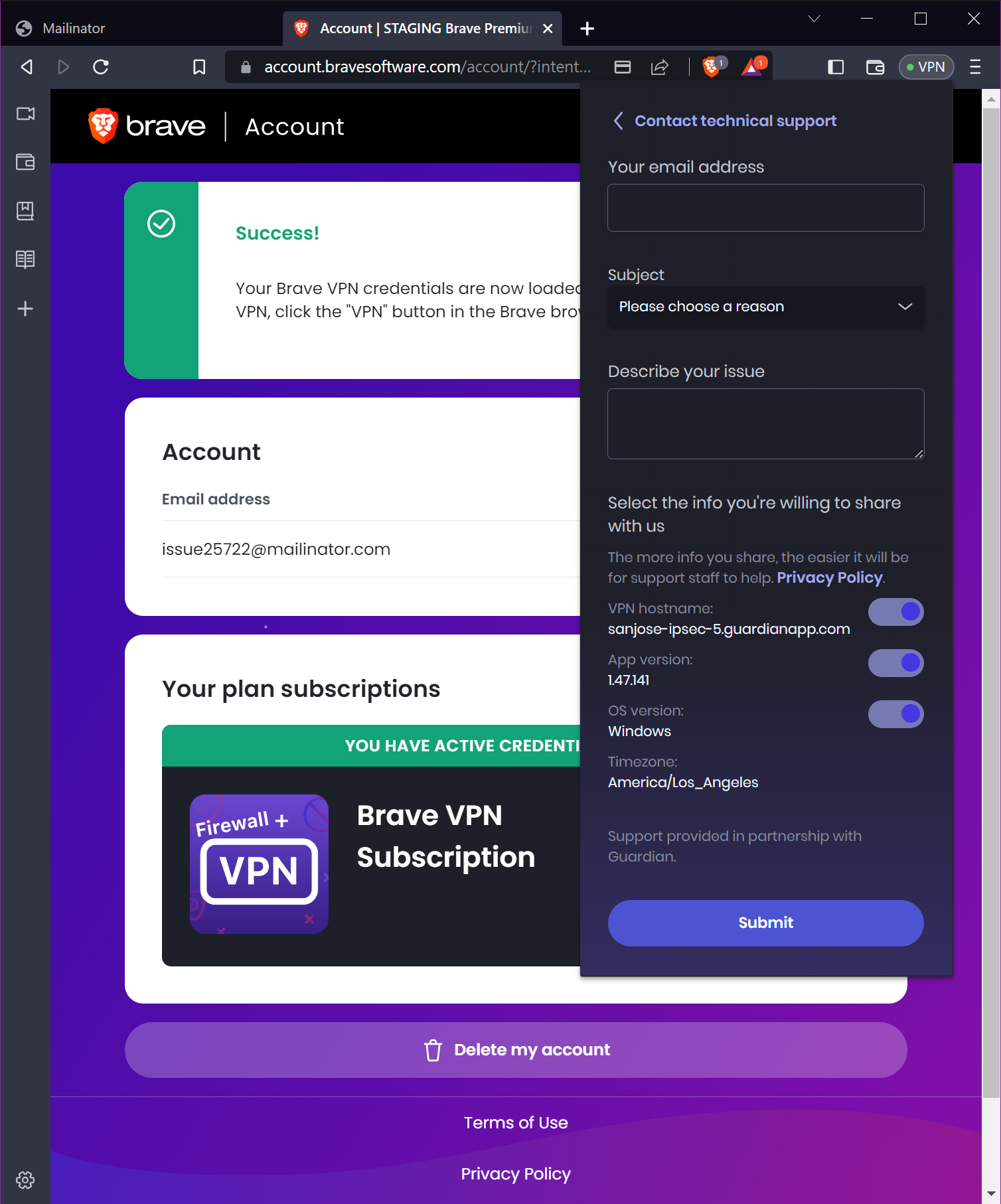 Include `timezone` Field In `contact Technical Support` Form · Issue 25722 · Bravebrave
