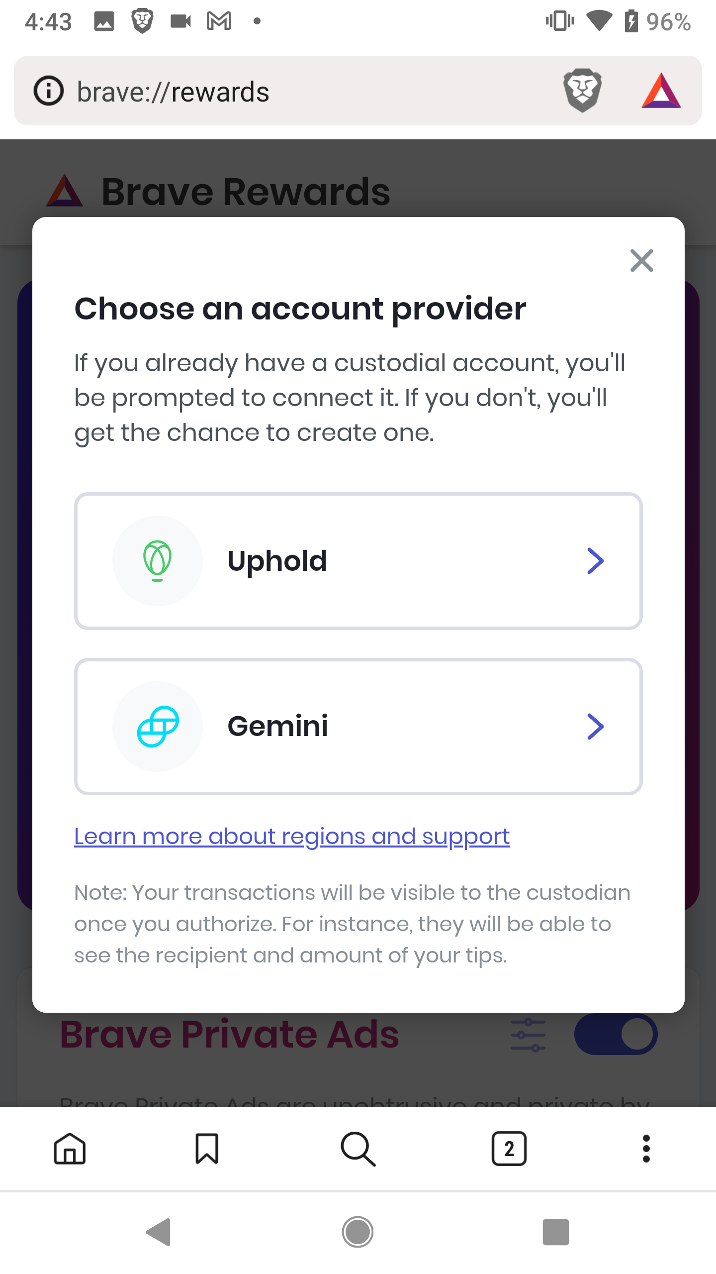 Add brave://flag to always show custodial options regardless of region ...