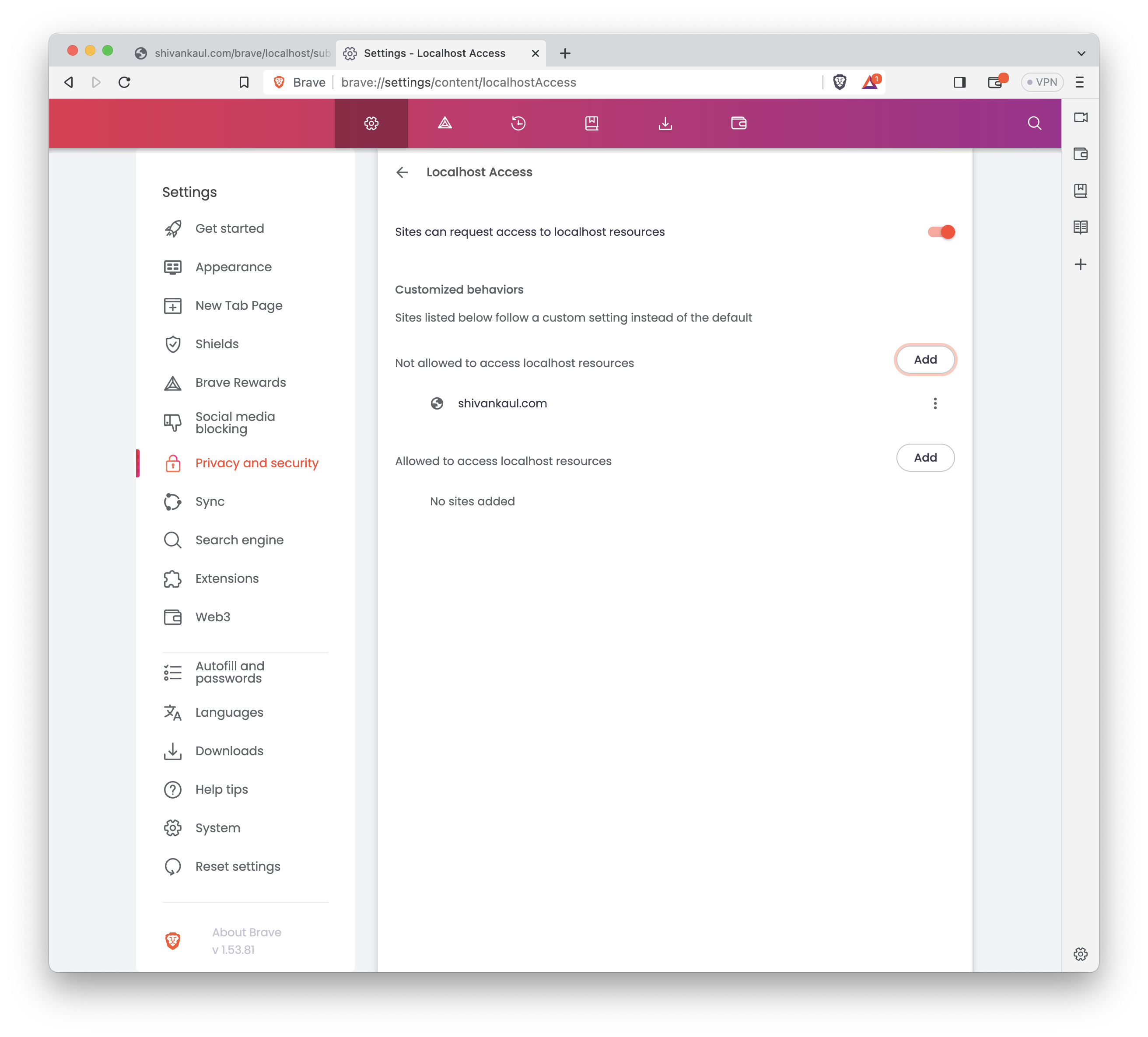 Use localhost-permission-allow-list.txt to decide which websites to ...