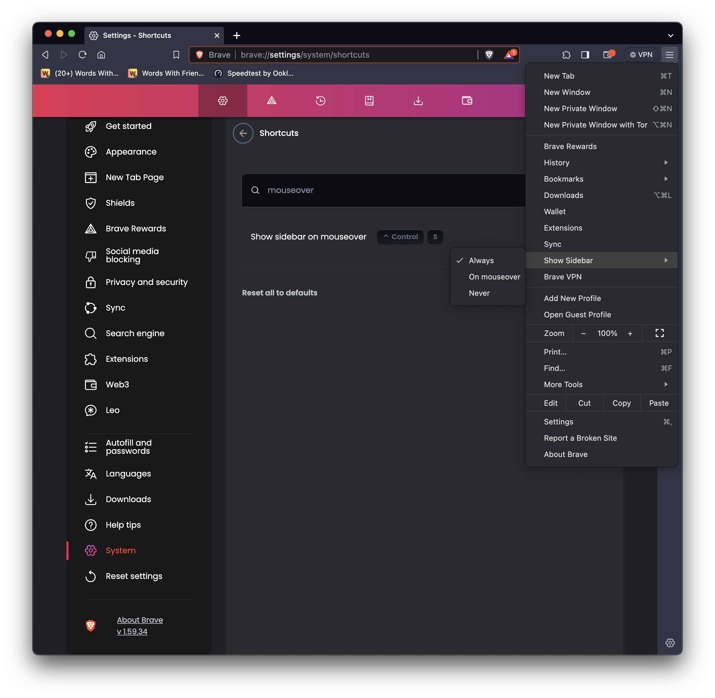 `show Sidebar On Mouseover` Keyboard Shortcut Doesn T Work · Issue 32445 · Brave Brave Browser