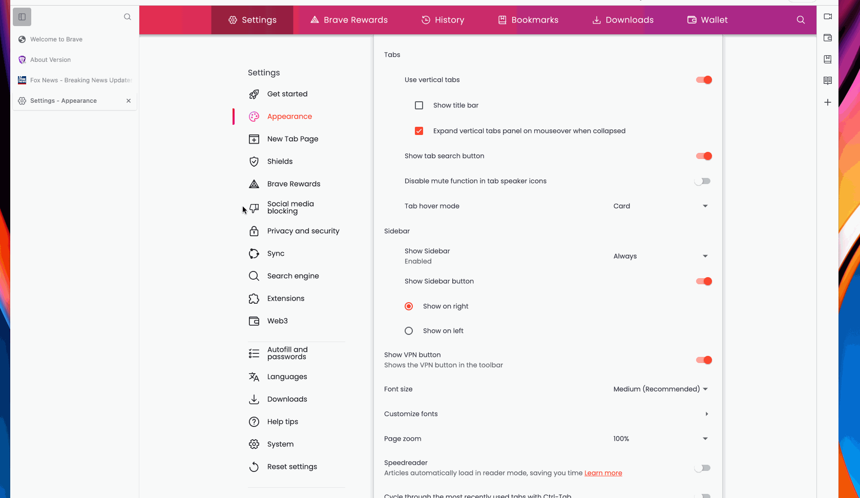 `Show tab search button` toggle doesn't work when in vertical-tabs mode · Issue #32919 · brave ...