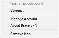 Brave VPN section in Settings and system-tray icon's context menus are ...