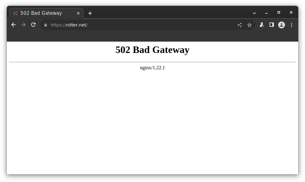 Server 502 Bad Gateway Issue 1029 Zedeus nitter GitHub Server 502 Bad Gateway Issue 1029 Zedeus nitter GitHub