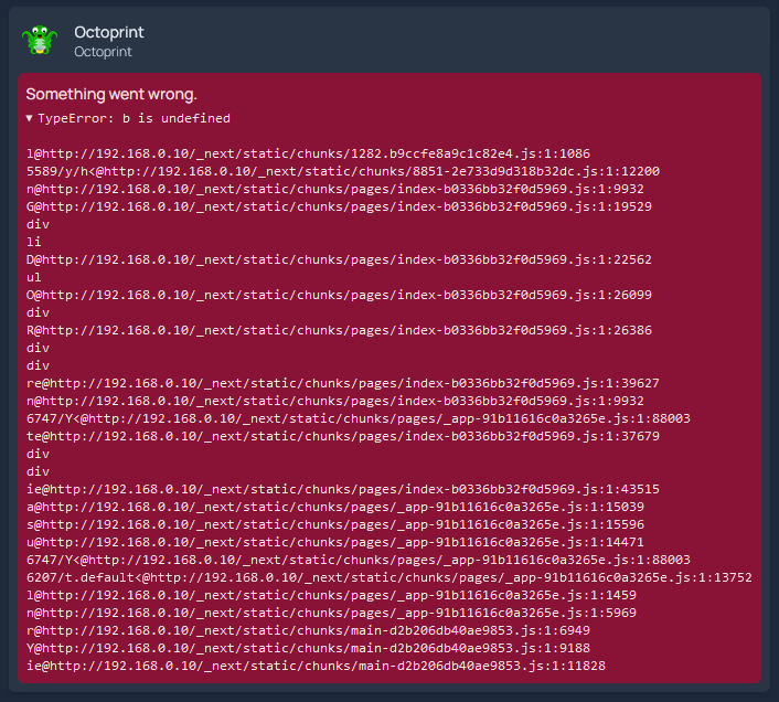 Octoprint Widget Shows Error · Gethomepage Homepage · Discussion 1057