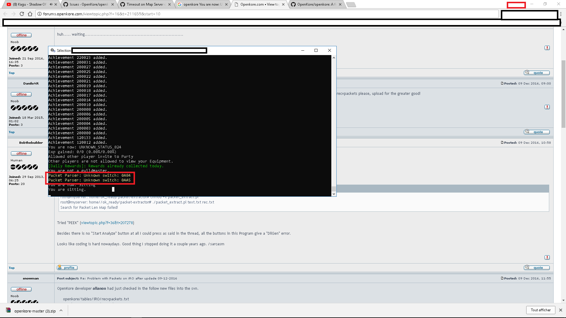 Help Problem Packet Parser Unknown Switch 0a84 And 0aa5 · Issue 1966 · Openkore