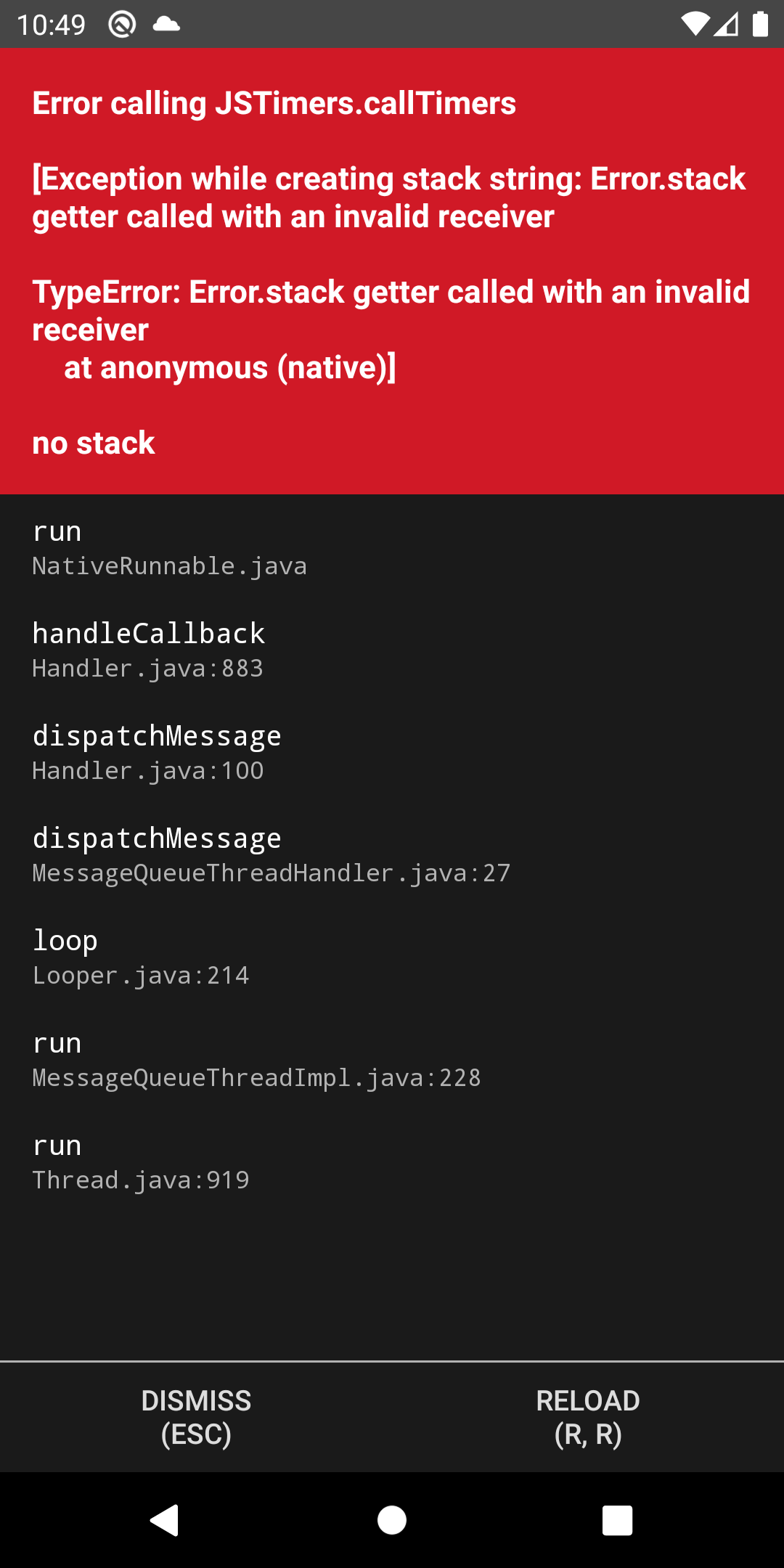 Error calling JSTimers.callTimers · Issue #30710 · facebook/react-native · GitHub