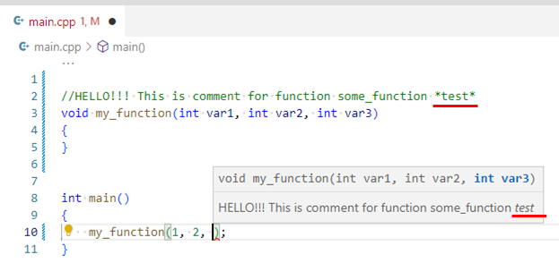 Parameter hint interprets `*` in a comment as markdown while hover interprets it as text · Issue ...