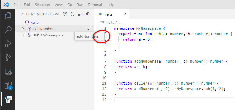 Call hierarchy tooltip has dash "-" when there are no details to display · Issue #185051 ...