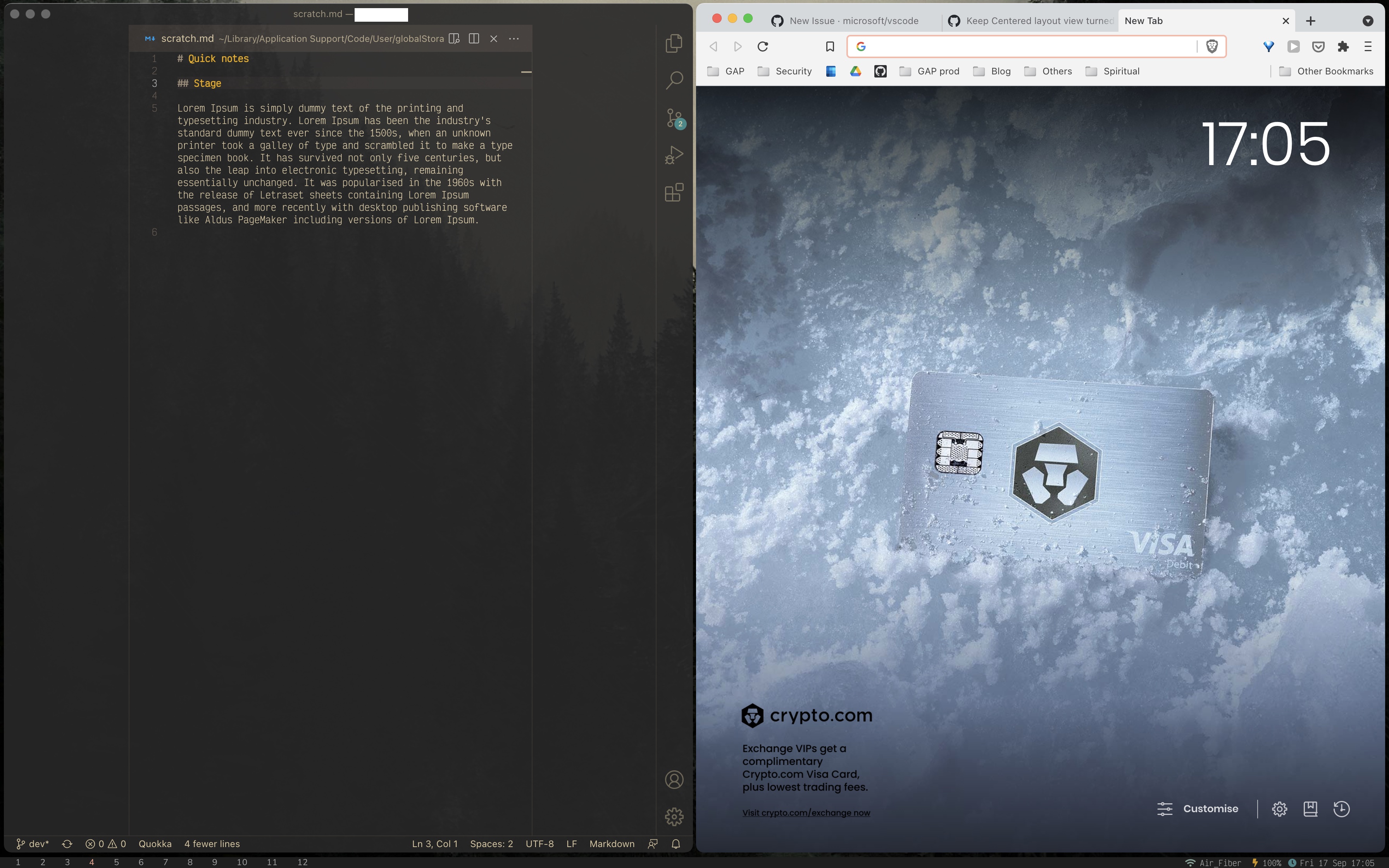 Unused screen estate when I am using vscode along with another ...