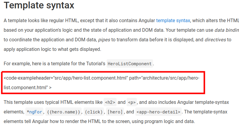 Template syntax example not showing in documentation · Issue #46169 · angular/angular · GitHub